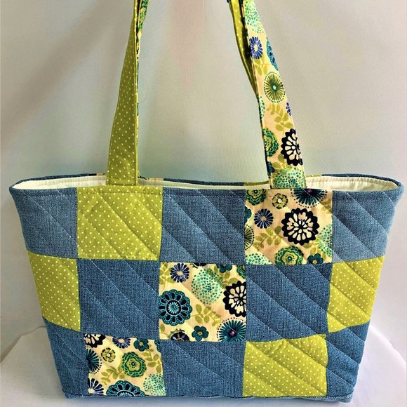 Handmade | Bags | Handmade Patchwork Quilted Tote Bag With Lining Magnetic Clasp | Poshmark